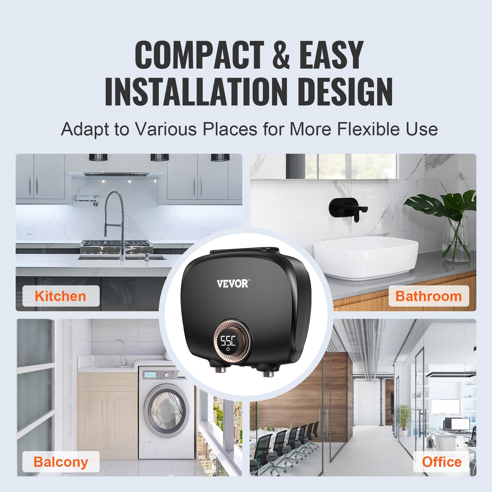 VEVOR Tankless Water Heater Electric, 7kw On Demand Instant Under Sink ...