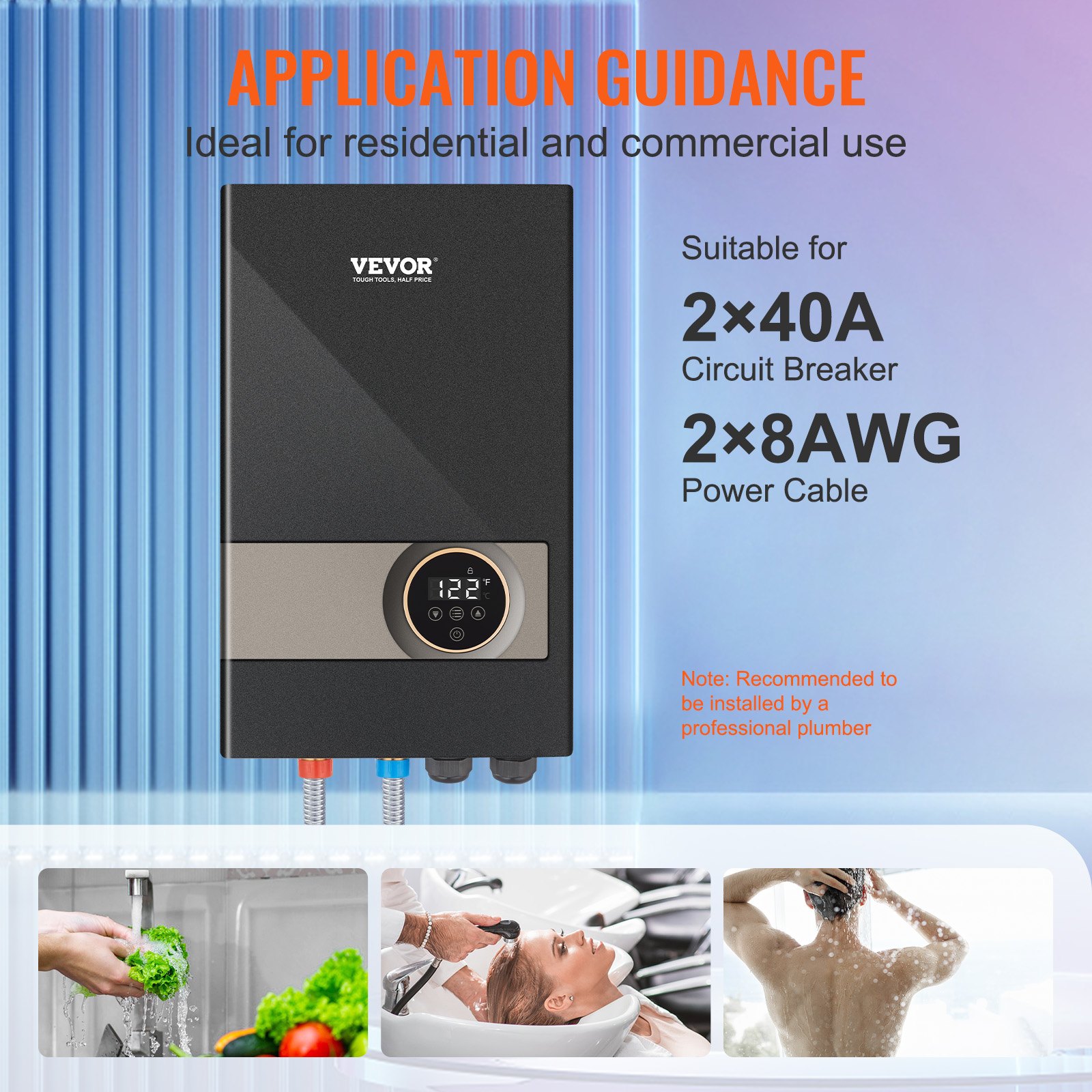 VEVOR Instant Water Heater, 18kw Electric Tankless Water Boiler ...