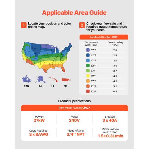 27kW Tankless Electric Water Heater Instant Hot with LCD Touch Child ...