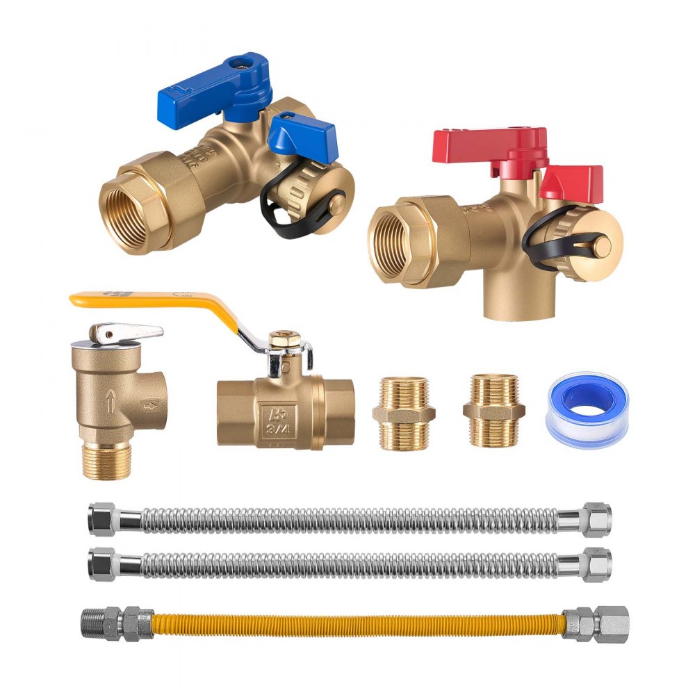 VEVOR Water Heater Kit, 3/4 Inch Cold & Hot Water Plumbing Repair Kit ...