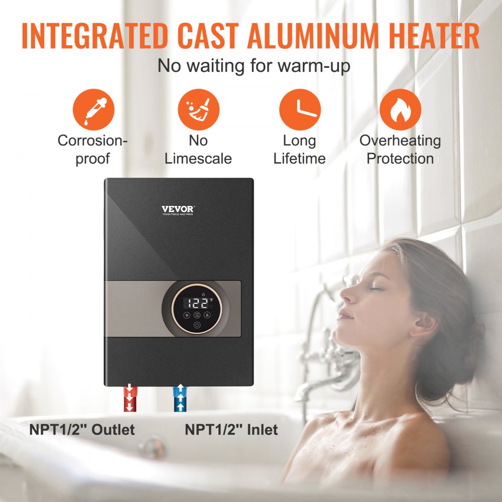VEVOR Instant Water Heater, 8kw On Demand Electric Tankless Water ...