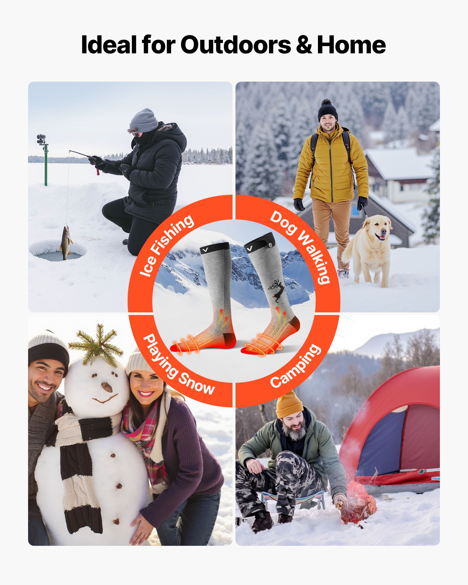 VEVOR Heated Socks, 6000mAh Battery Powered, Rechargeable Heating Socks ...