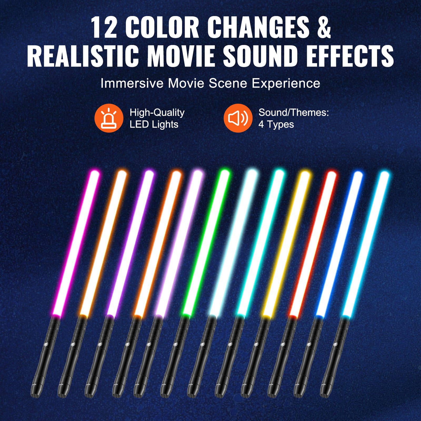 VEVOR Light Up Toy Sword – 38" 12 RGB Colors, FX Sounds