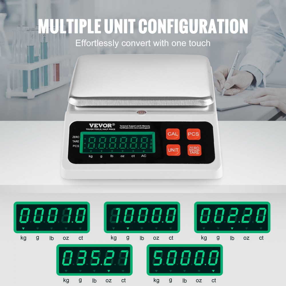 VEVOR Industrial Counting Scale, 10 kg x 0.1 g, Digital Scale for Parts ...