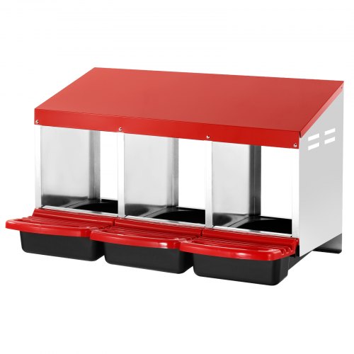 VEVOR 3-Compartment Chicken Nest Box Metal Box with Inclined Nesting ...