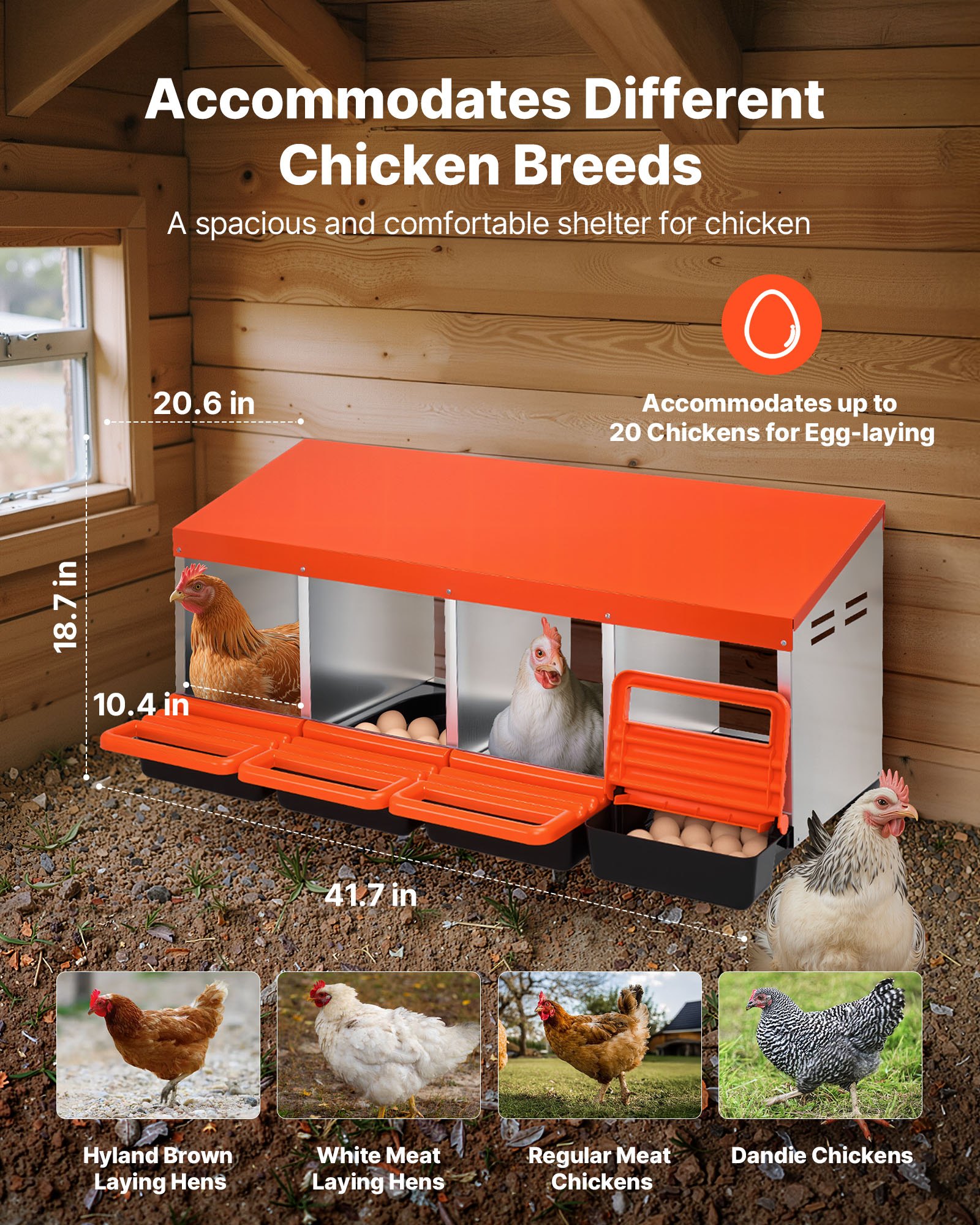 VEVOR Chicken Nesting Boxes, 4 Compartments, Metal Egg Laying Boxes ...