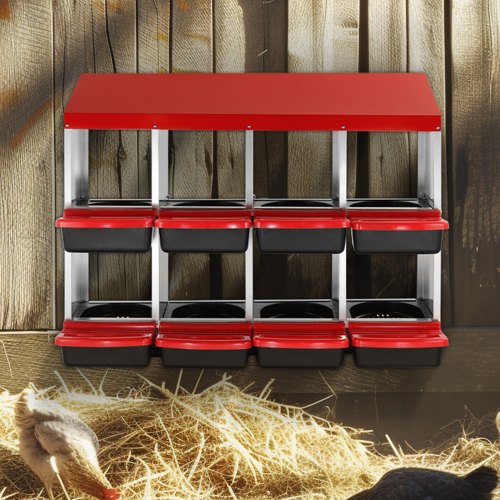 VEVOR 8-Compartment Chicken Nest Box Mental Box with Inclined Nesting ...