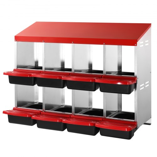 VEVOR 8-Compartment Chicken Nest Box Mental Box with Inclined Nesting ...