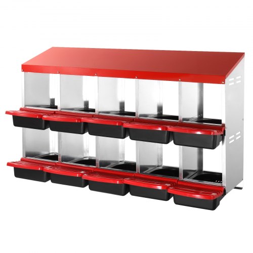 VEVOR 10-Compartment Chicken Nest Box Mental Box with Inclined Nesting ...