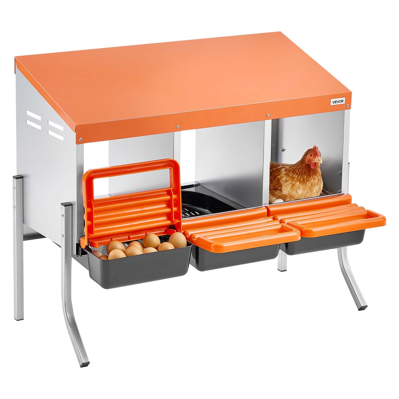 VEVOR Chicken Nesting Boxes, 3 Compartments, with Support Legs, Easy ...