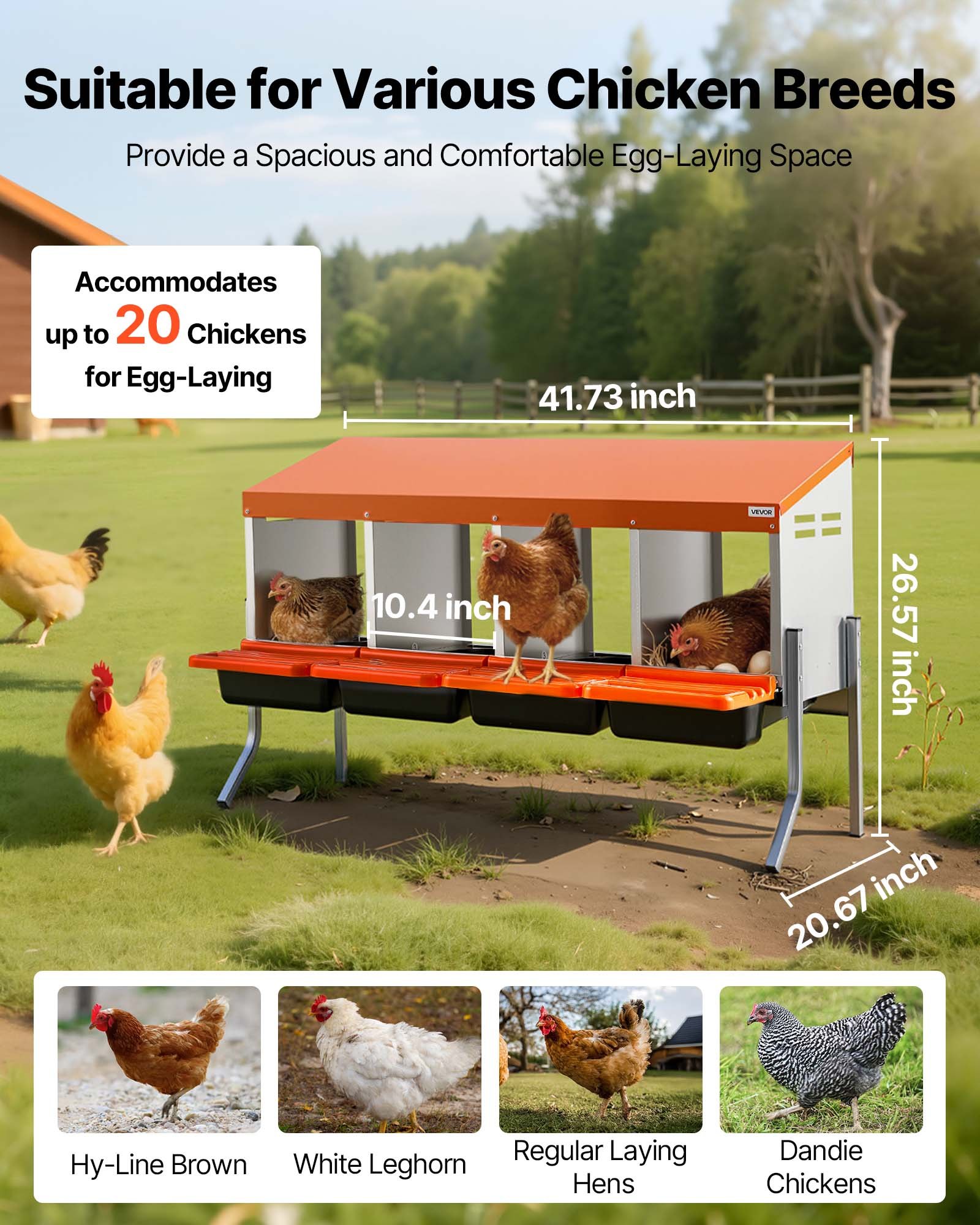 VEVOR Chicken Coop 4 Nesting Boxes – 27lbs, 0.03-inch Thick