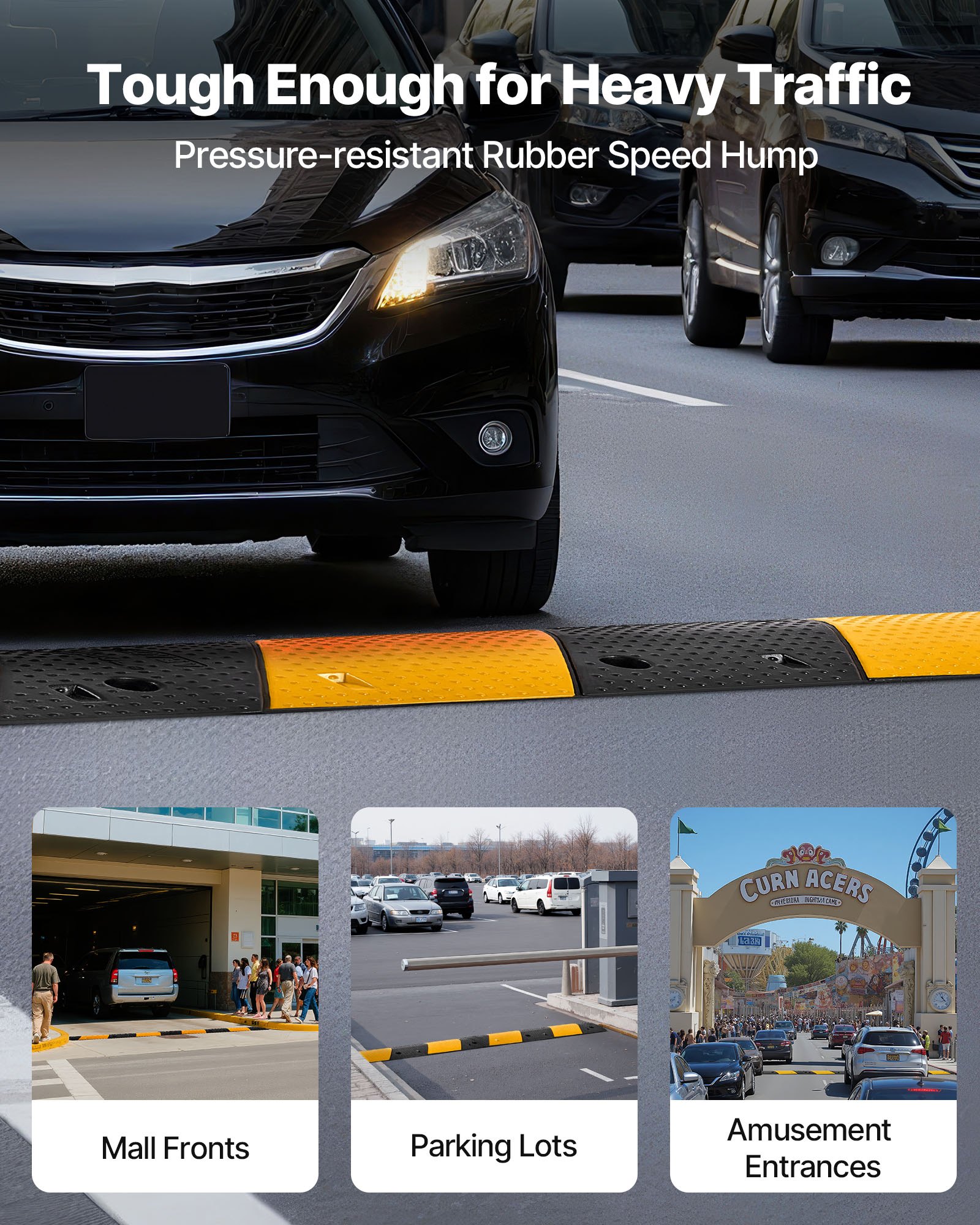 VEVOR 40 in Rubber Speed Bump, 2 Pack, 2 Channel Heavy Duty Traffic ...