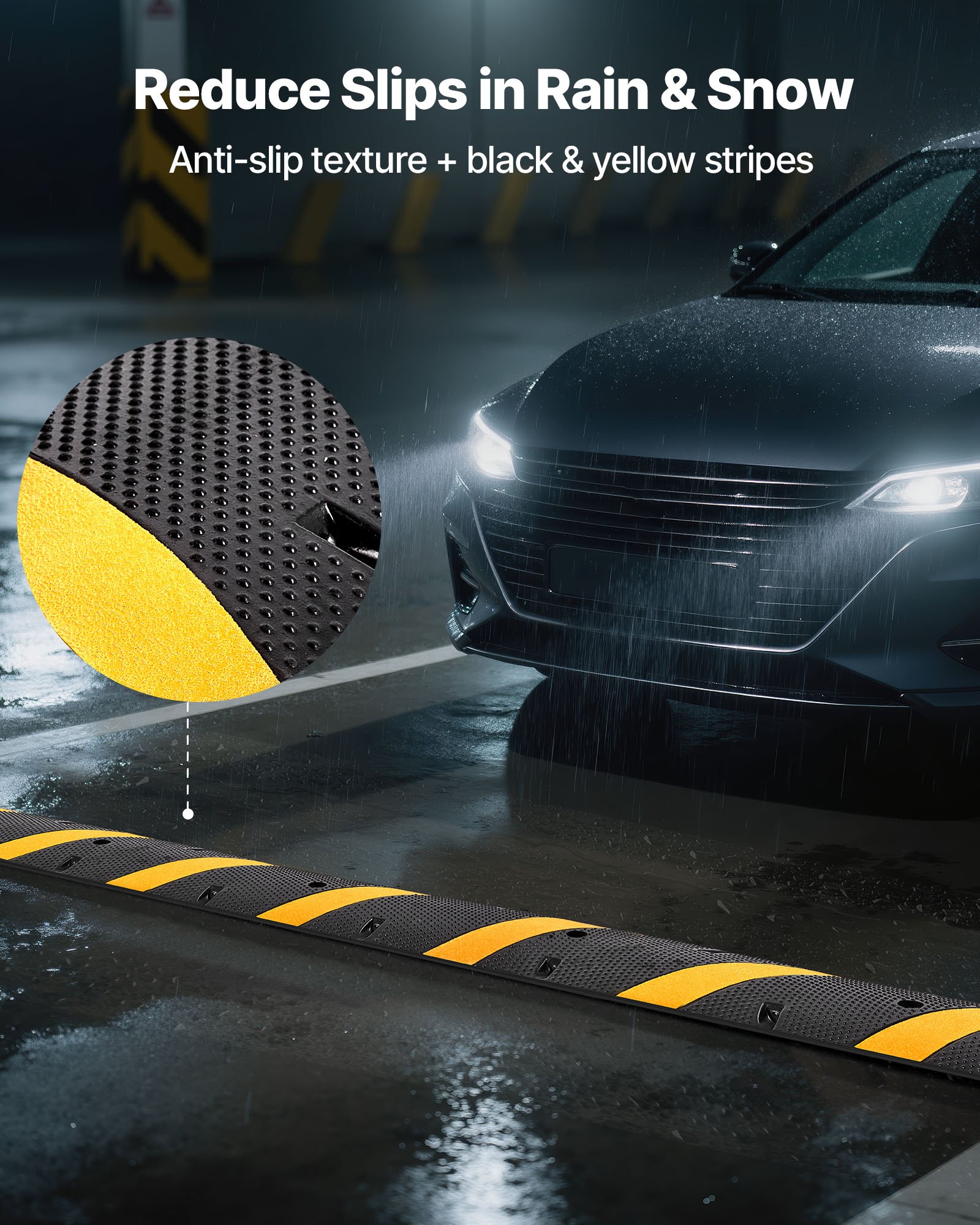 VEVOR 6FT Rubber Speed Bump, 2 Pack, 2 Channel Heavy Duty Traffic Speed ...