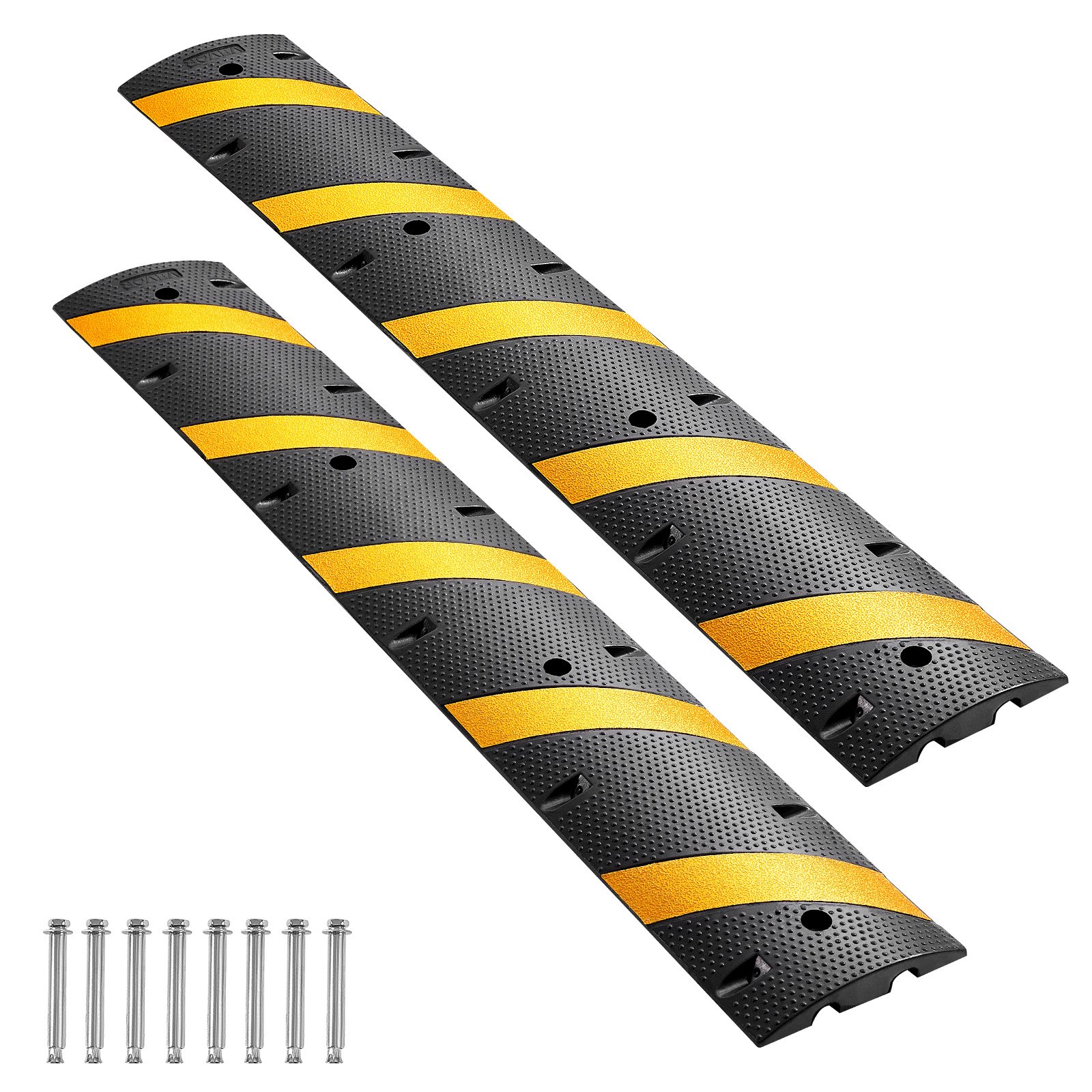 VEVOR 6FT Rubber Speed Bump, 2 Pack, 2 Channel Heavy Duty Traffic Speed ...