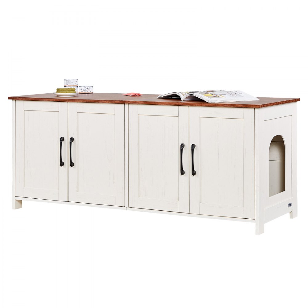 VEVOR Cat Litter Box Enclosure for Multi Cats, 47.2 in Hidden Litter ...
