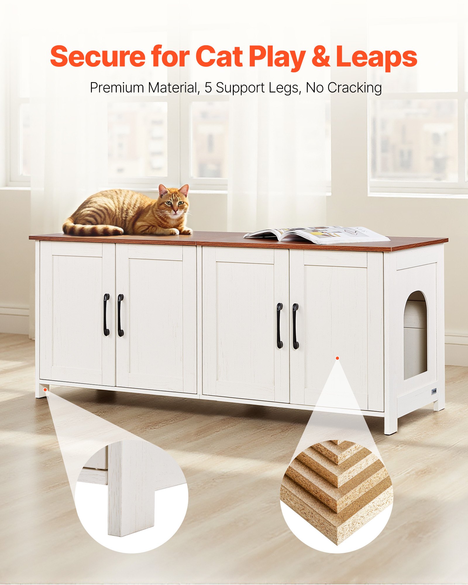 VEVOR Cat Litter Box Enclosure for Multi Cats, 47.2 in Hidden Litter ...