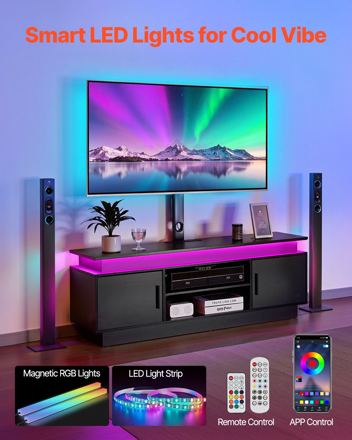 VEVOR Entertainment Center with TV Mount – 32–75 Inch TVs