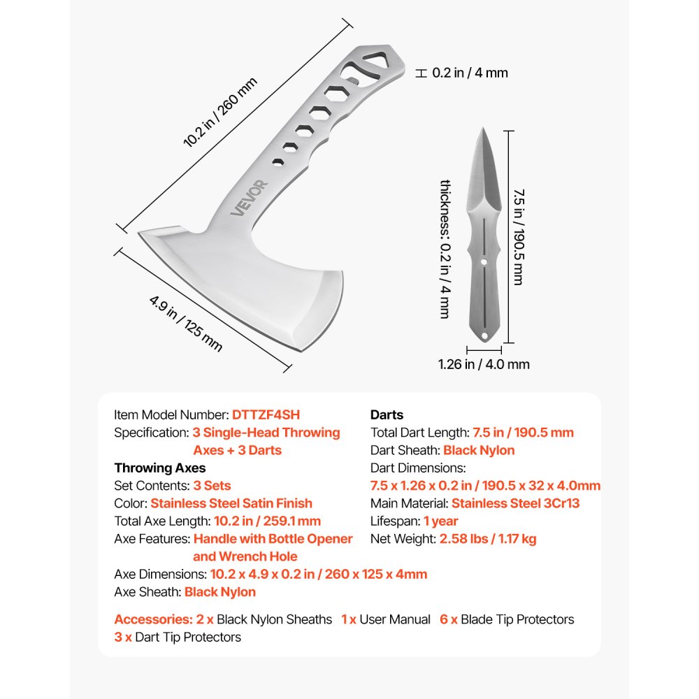 VEVOR Throwing Axes and Tomahawks – 3 Hatchets + 3 Knives