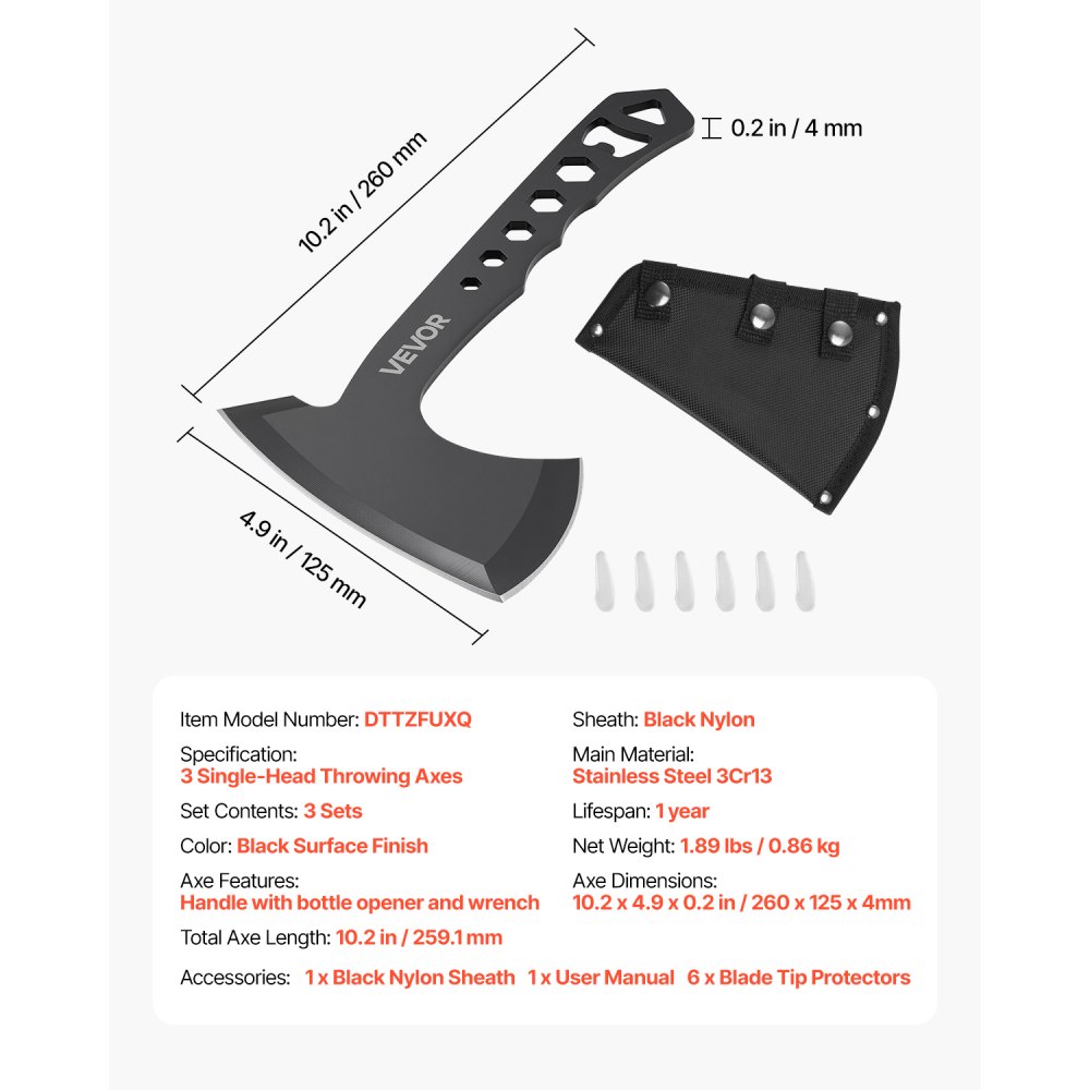 VEVOR Tomahawk Throwing Set - 3-Pack, 1.2 Lb Axes