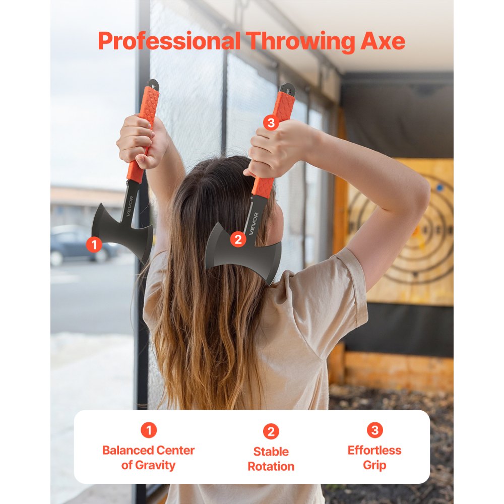 VEVOR Double Bit Throwing Axes – 11.9-inch, 3PK Steel Set