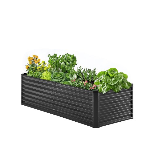 Metal Raised Garden Bed 6x3x2ft Outdoor Galvanized Planter Box Dark ...