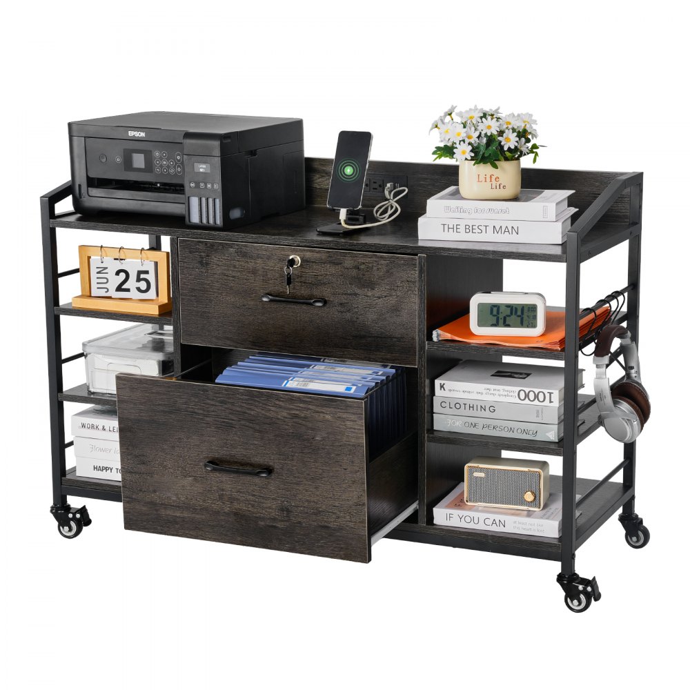 VEVOR 2 Drawer Metal File Cabinet – 6 Shelves, 350 lbs