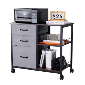 VEVOR Metal File Cabinet, Mobile Filing Cabinet with 3 Fabric Drawers ...
