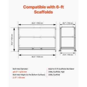 6ft Scaffolding Safety Guard Rail System For Baker-Style Scaffolding ...