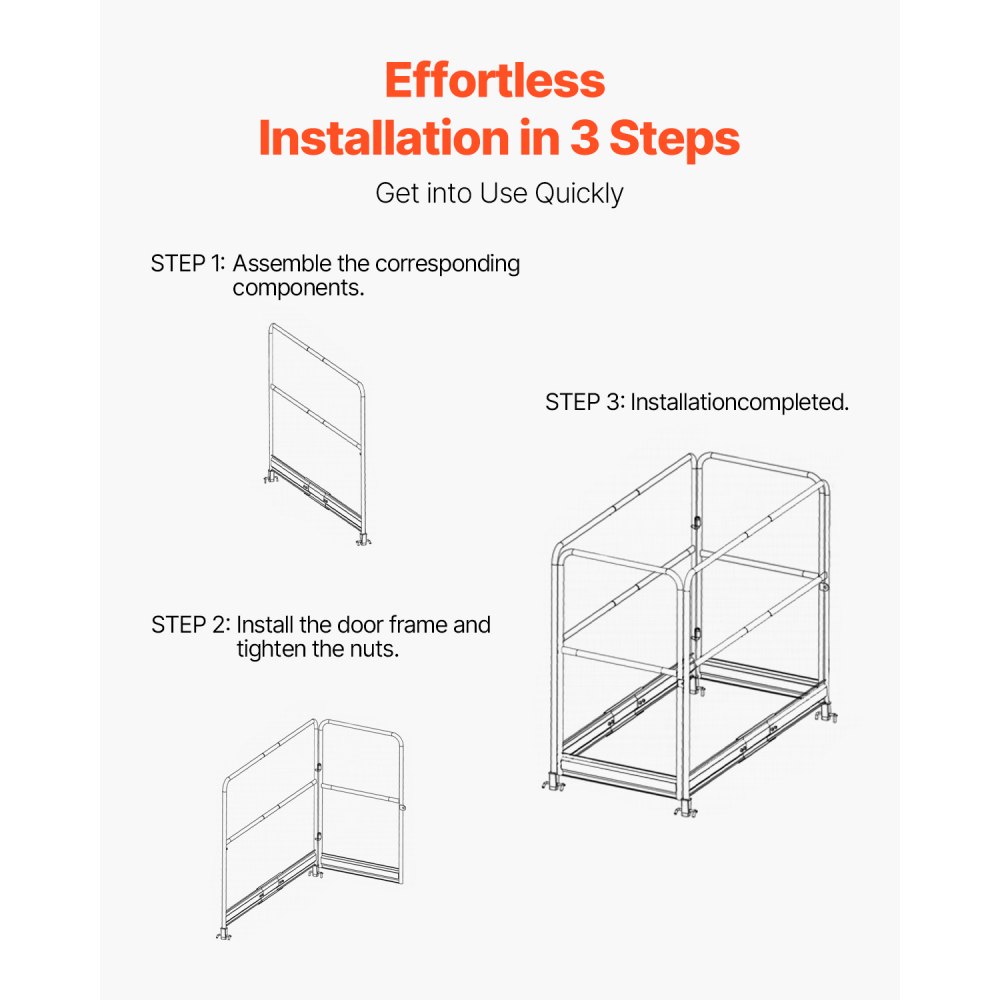 VEVOR Scaffold Guard Rail – 6ft, 44.5'' height, 55.4 lbs