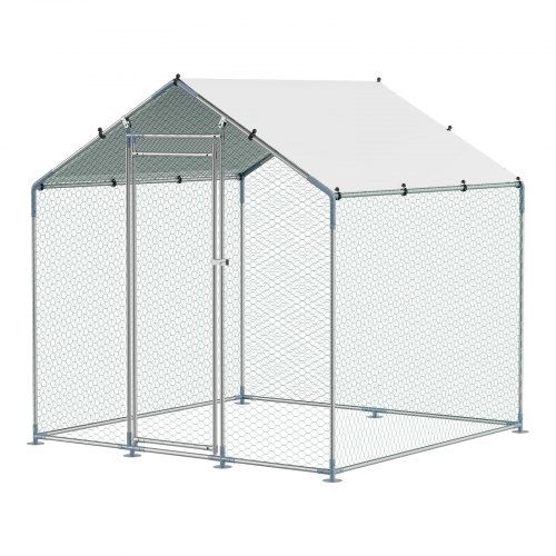 Metal Chicken Coop 6.56x6.56x6.56ft Walk-in Chicken Run with Cover ...