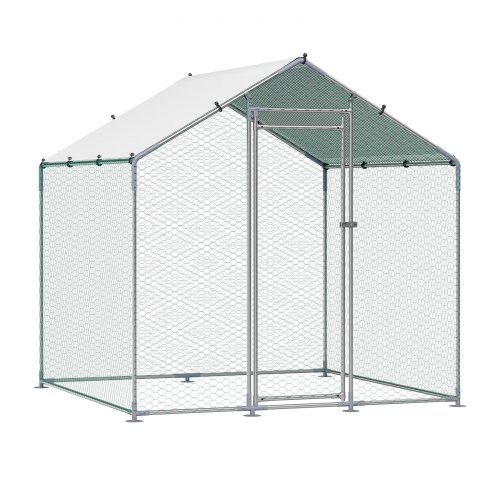 Metal Chicken Coop 6.56x6.56x6.56ft Walk-in Chicken Run with Cover ...