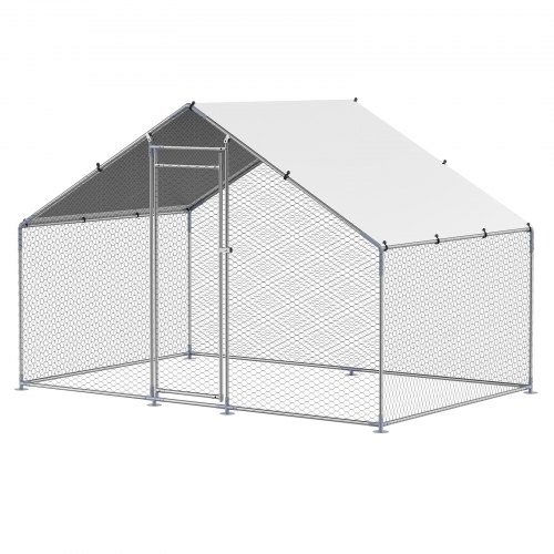 Metal Chicken Coop 9.8x6.5x6.5ft Walk-in Chicken Run with Cover Spire ...