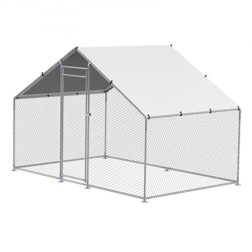 Metal Chicken Coop 9.8x6.5x6.5ft Walk-in Chicken Run with Cover Spire ...