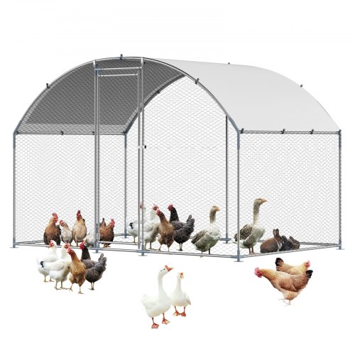 Metal Chicken Coop 9.8x6.5x6.5ft Walk-in Chicken Run with Cover Doom ...