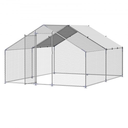 Metal Chicken Coop 9.8x13.1x6.5 ft Walk-in Chicken Run with Cover Spire ...