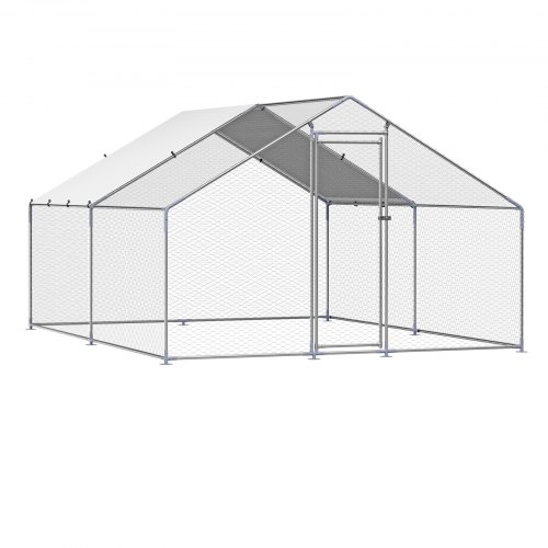 Metal Chicken Coop 9.8x13.1x6.5 ft Walk-in Chicken Run with Cover Spire ...