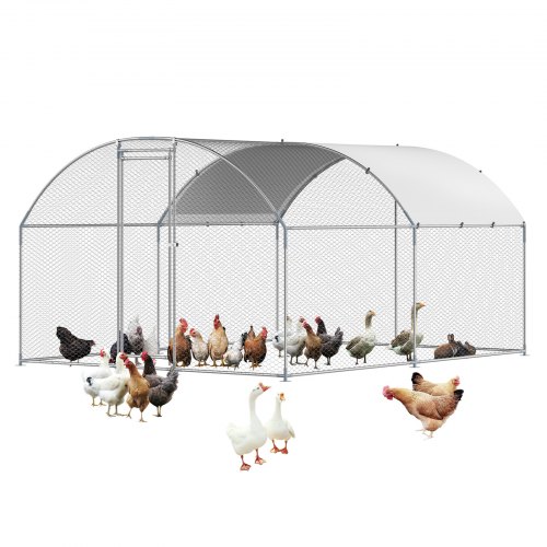 Metal Chicken Coop 9.8x13.1x6.5 ft Walk-in Chicken Run with Cover Doom ...