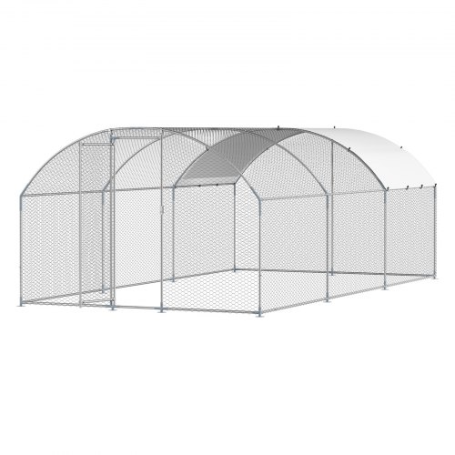 Metal Chicken Coop 9.8x19.6x6.5 ft Walk-in Chicken Run with Cover Doom ...