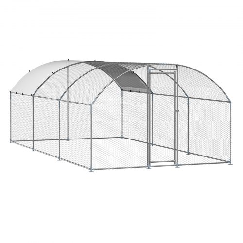 Metal Chicken Coop 9.8x19.6x6.5 ft Walk-in Chicken Run with Cover Doom ...