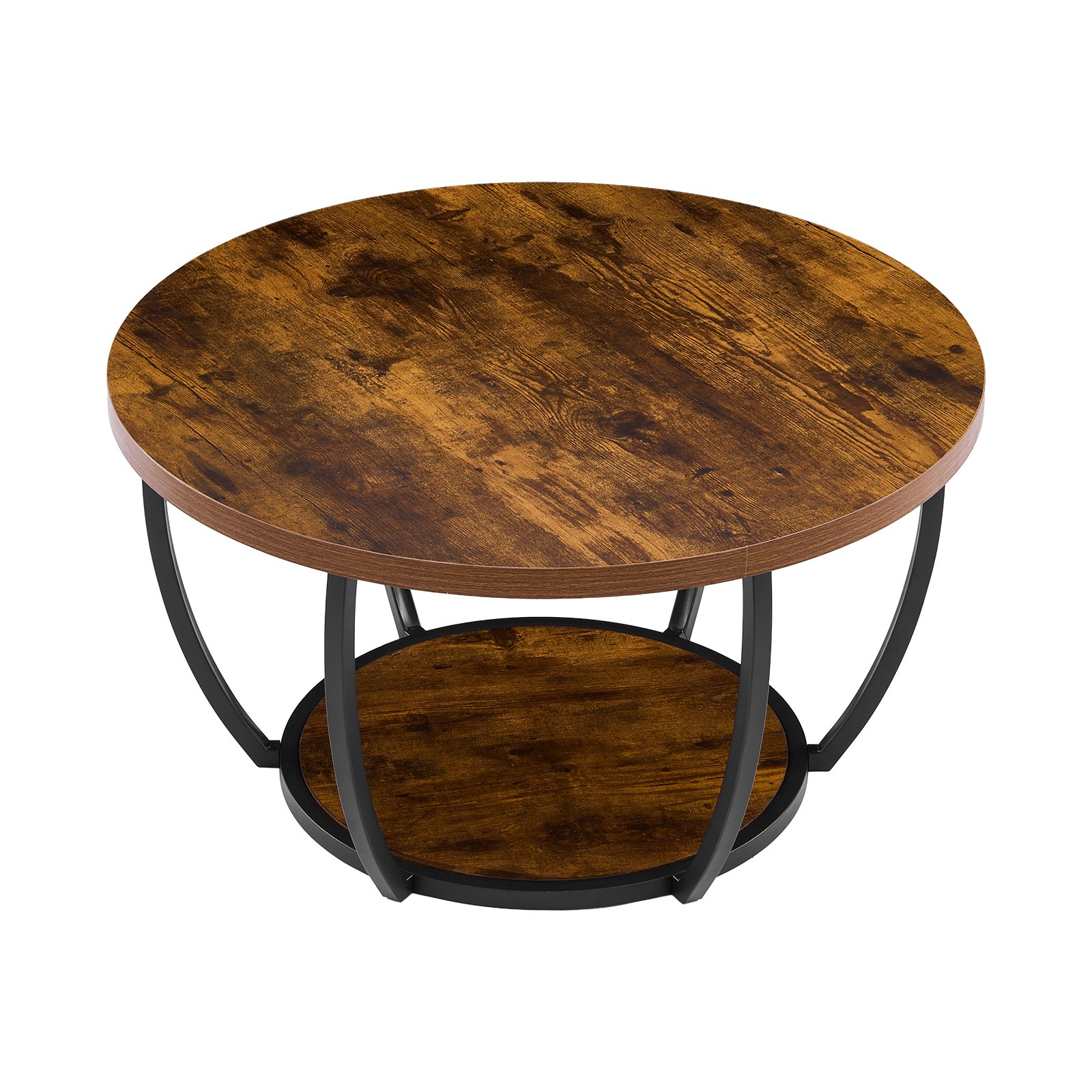 VEVOR Coffee Table, Modern Round Coffee Table, 2 Tiers Wooden Circle ...