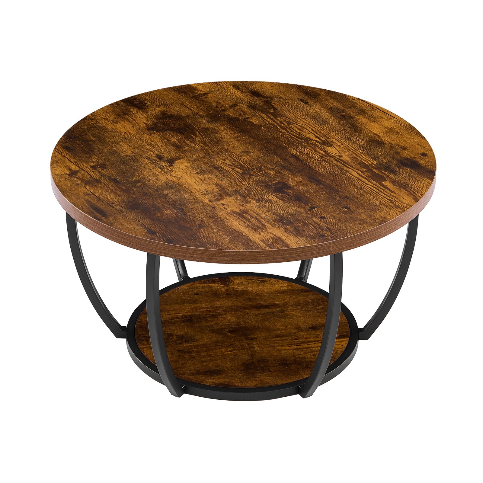 VEVOR Coffee Table, Modern Round Coffee Table, 2 Tiers Wooden Circle ...