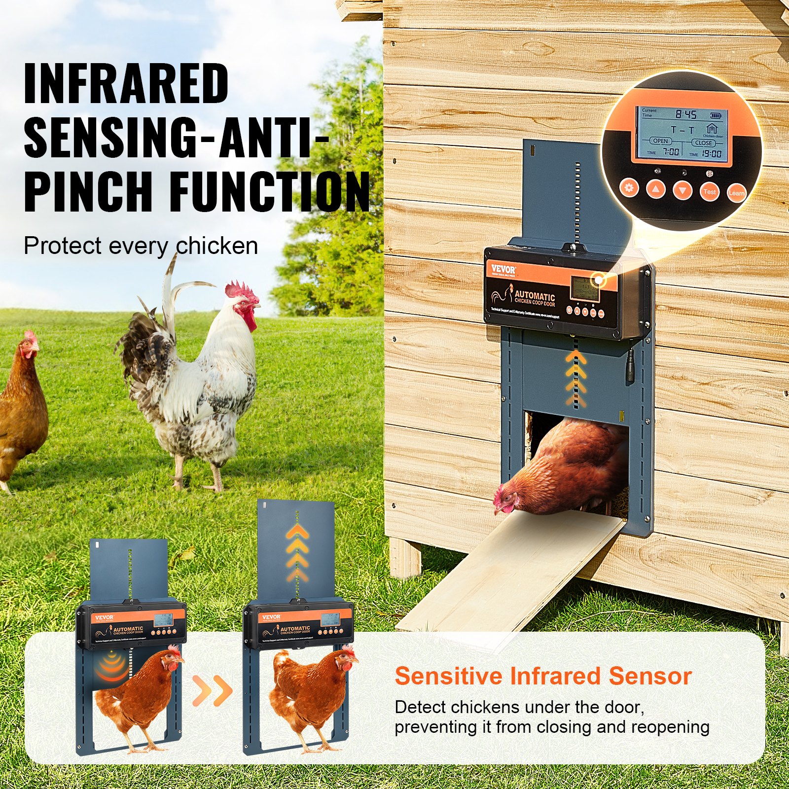 VEVOR Automatic Chicken Coop Door, Auto Chicken Door Opener with Timer ...