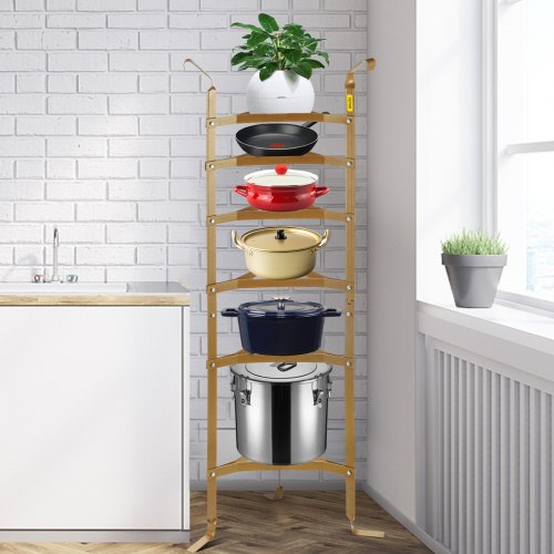 VEVOR 6-Tier Cookware Stand, Carbon Steel Multi-Layer Pot Rack, 61-inch ...