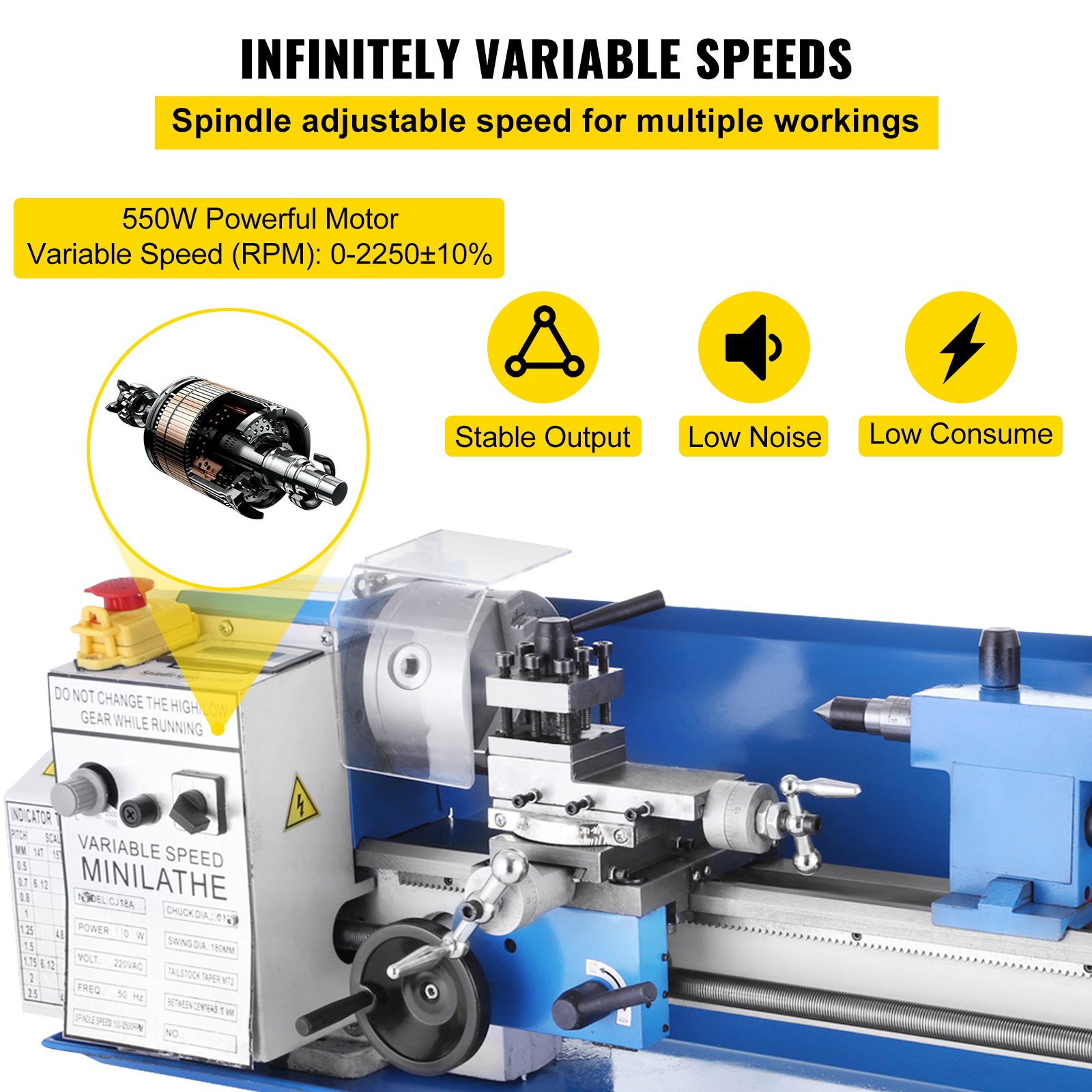 VEVOR Mini Metal Lathe Machine 7x14 Turning Working Lathe Small Metal ...