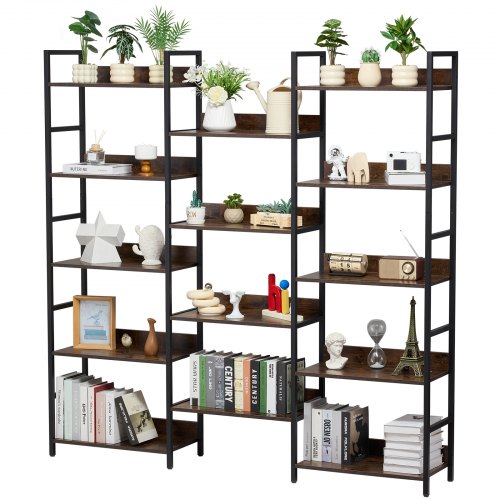 Metal Bookshelf Rustic Bookshelf 14-Tier for Living room Bedroom ...