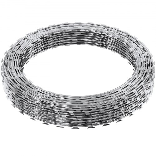 VEVOR Razor Wires, 98 ft Razor Barbed Wire, 2 Rolls Razor Wire Fencing ...