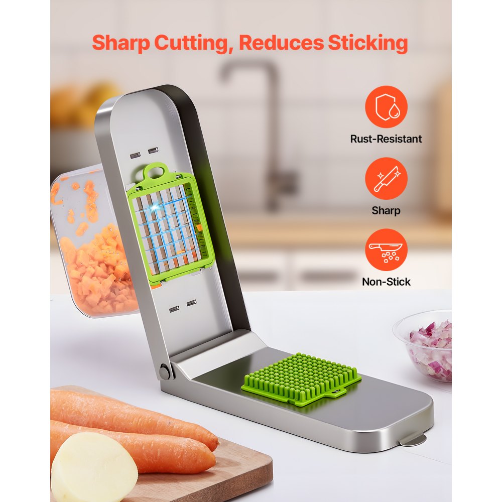 VEVOR Vegetable Cutter Chopper – 3 Blades, 1200mL, 420 Steel