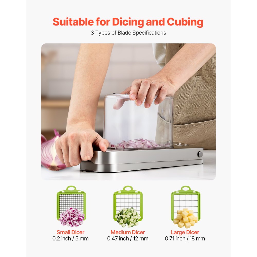 VEVOR Vegetable Chopper, Food Veggie Cutter with 3 Stainless Steel ...