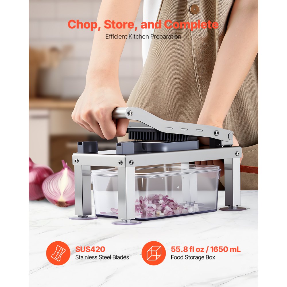 VEVOR Vegetable Chopper Dicer — 1650 mL Container & 3 Blades