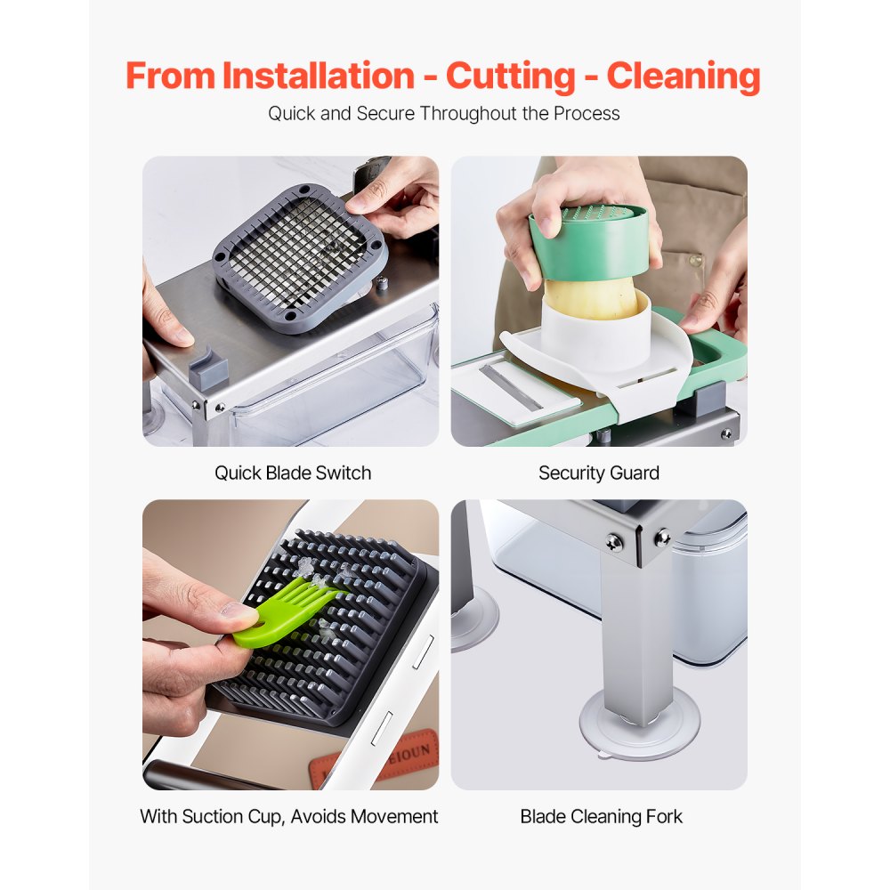 VEVOR Vegetable Chopper Dicer — 1650 mL Container & 3 Blades